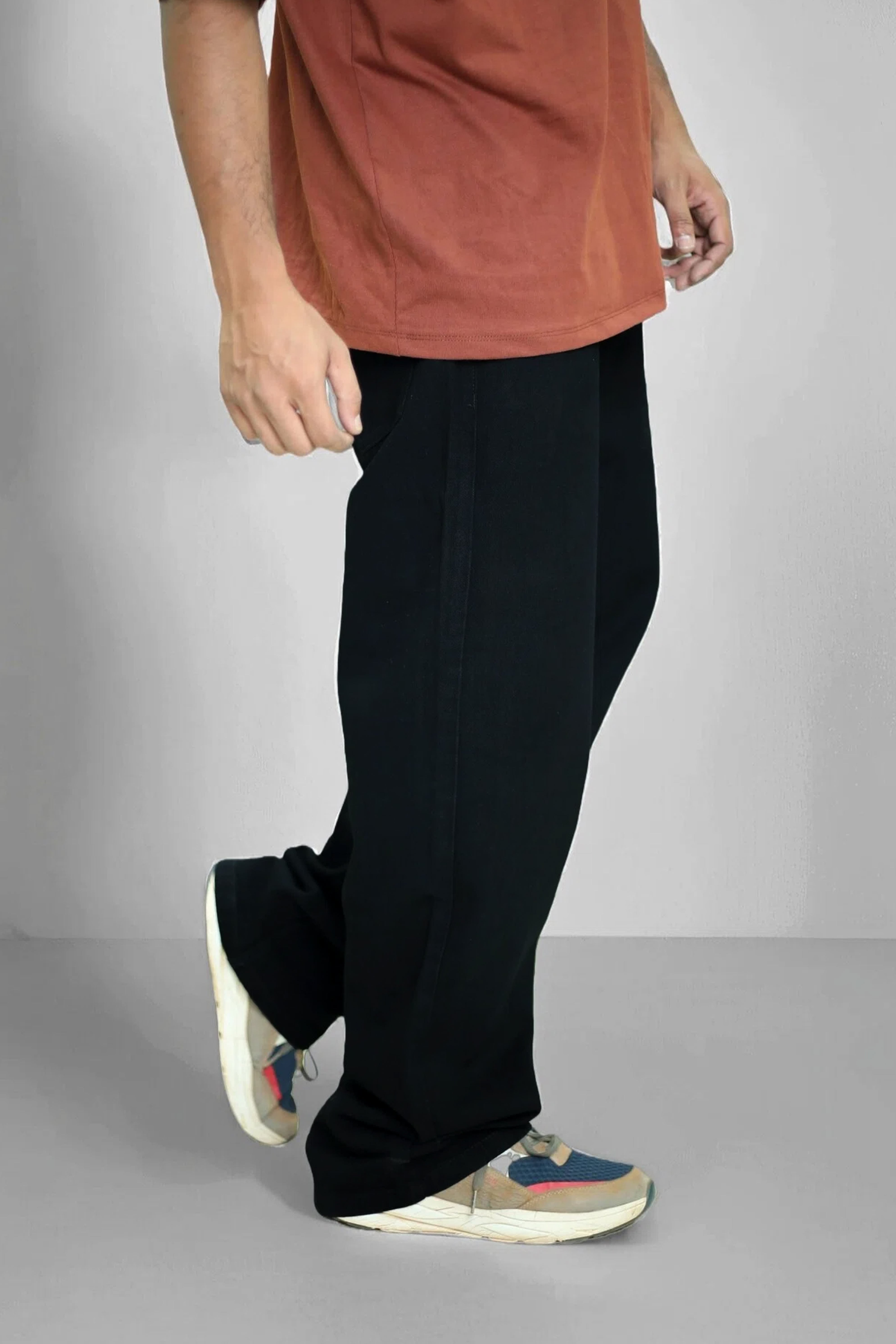 Fire Boat Wide-Leg Baggy Jeans – Plain Design – suryasilksonline.com