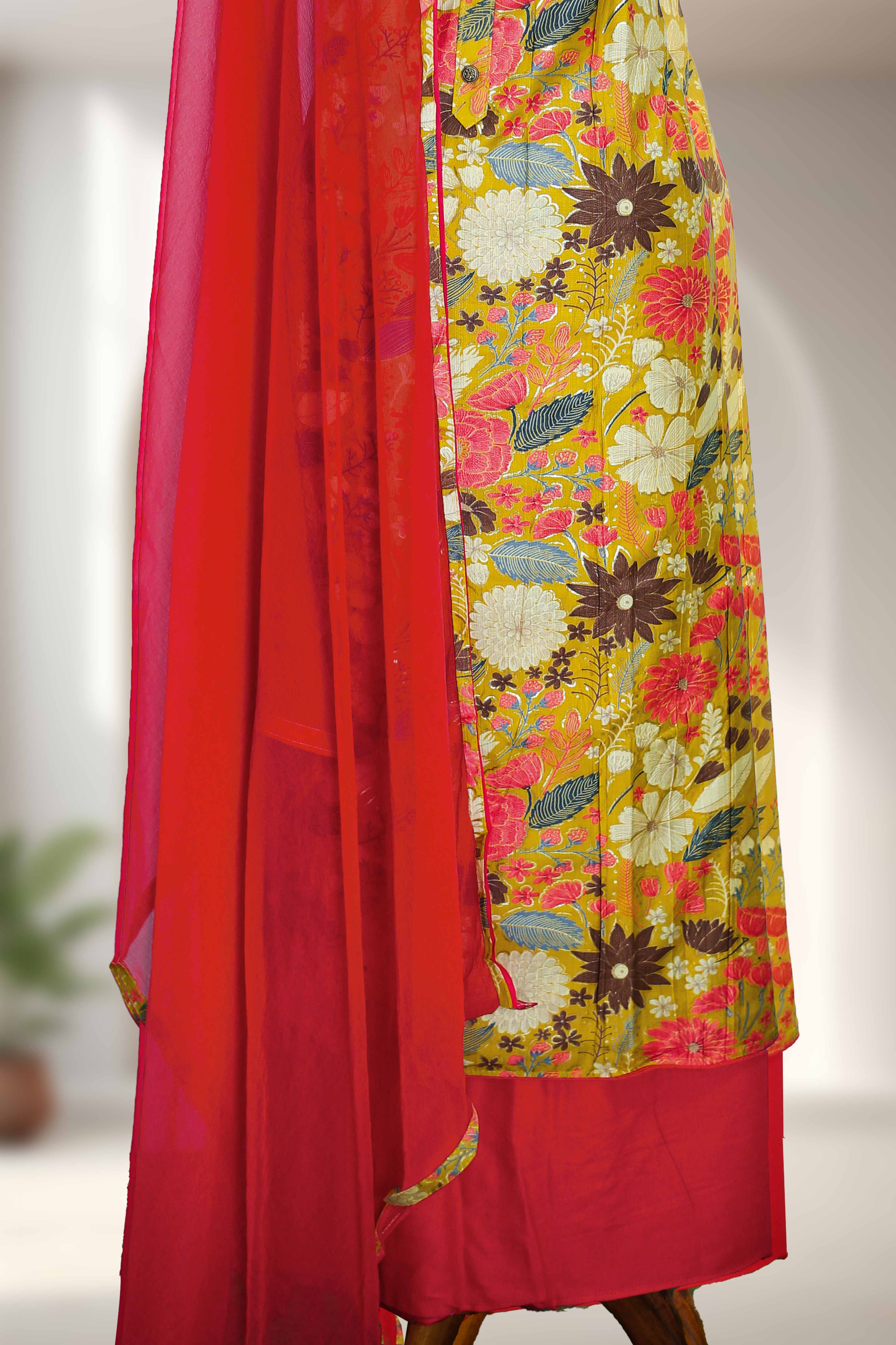 Cotton Churidar Material – Button Work & Print – suryasilksonline.com