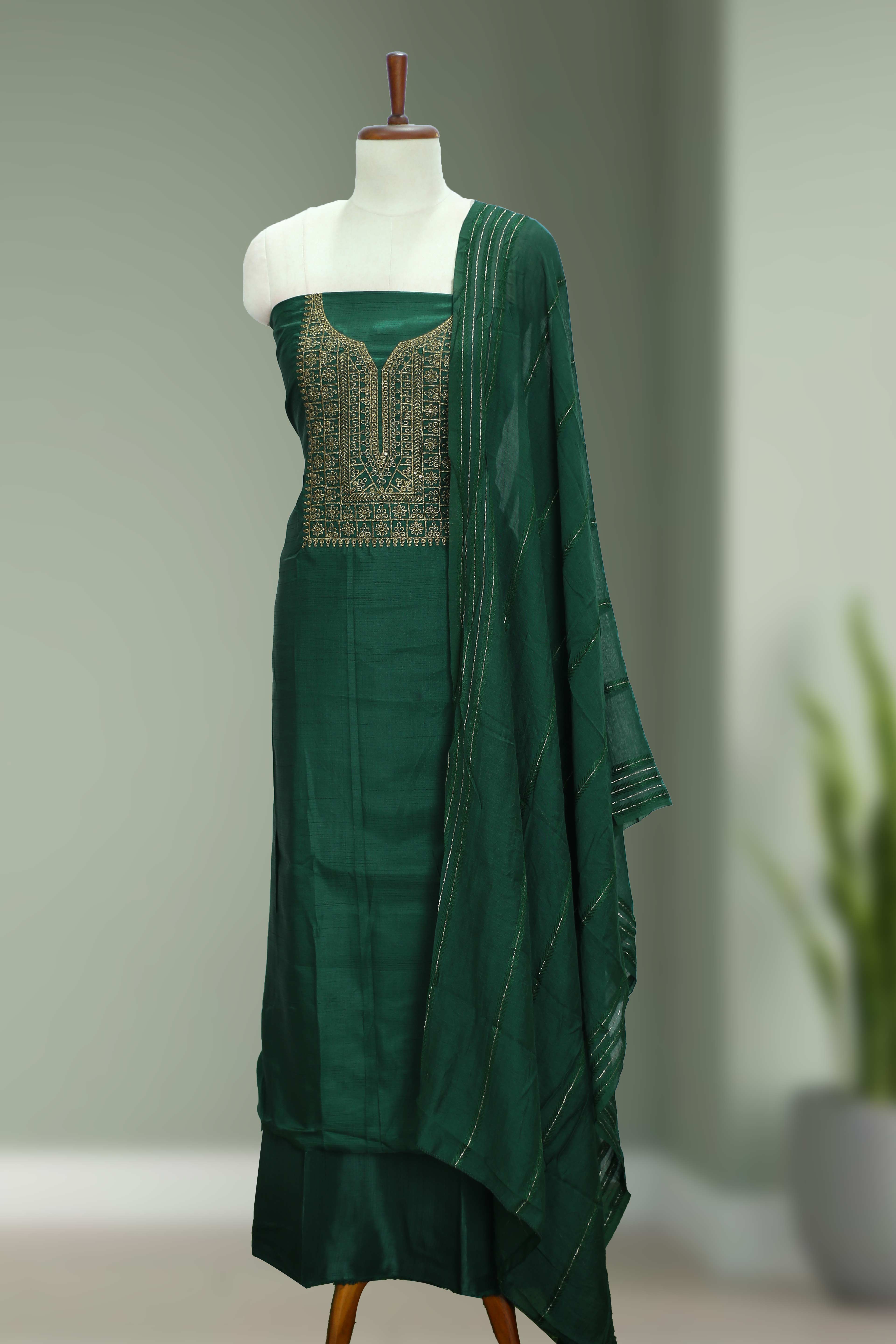 Silk Churidar Material – Golden Thread Work – suryasilksonline.com